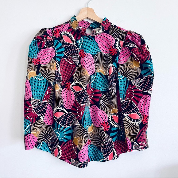 FARM Rio | Tops | Farm Rio Shell Mix Long Cuff Blouse In Multi Size ...